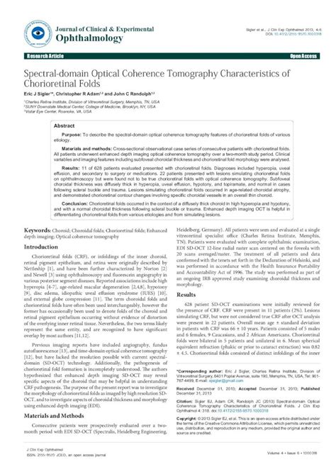 Pdf Spectral Domain Optical Coherence Tomography · Purpose To Describe The Spectral