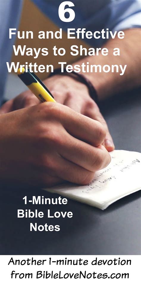 1 Minute Bible Love Notes 6 Ways To Use A Written Testimony