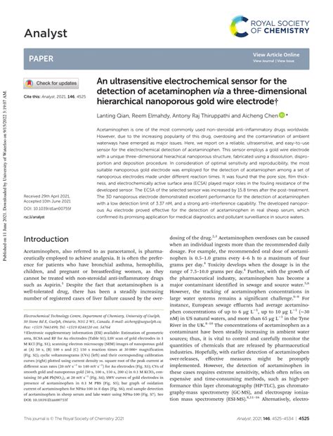 Pdf An Ultrasensitive Electrochemical Sensor For The Detection Of
