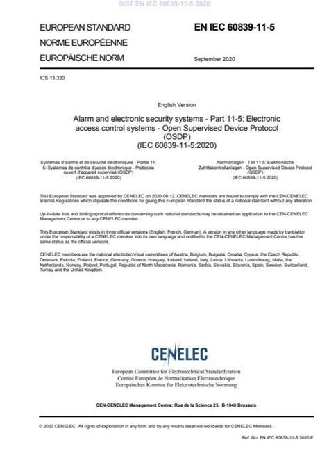 En Iec 60839 11 5 2020 Alarm And Electronic Security Systems Part