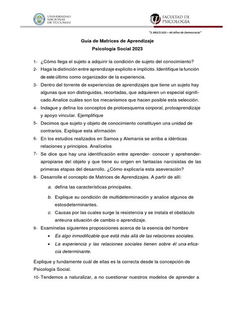 Guía Matrices De Aprendizaje 2023 Pdf Aprendizaje Conocimiento