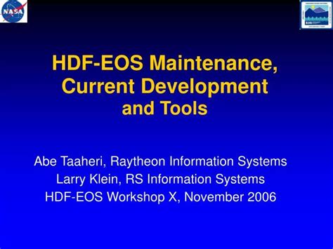PPT HDF EOS Maintenance Current Development And Tools PowerPoint Presentation ID
