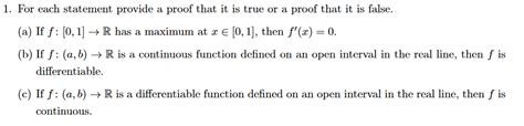 for each statement provide a proof that it is true or