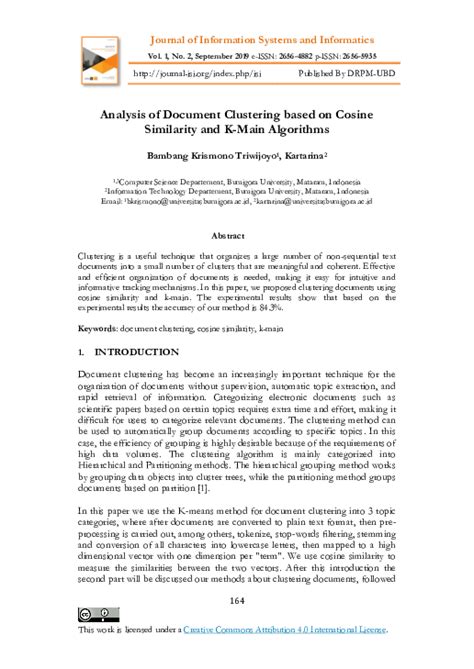 Pdf Analysis Of Document Clustering Based On Cosine Similarity And K Main Algorithms