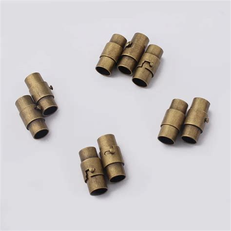 10 Sets Antique Bronze Tone Barrel Magnetic Lock Clasps For 6mm Round