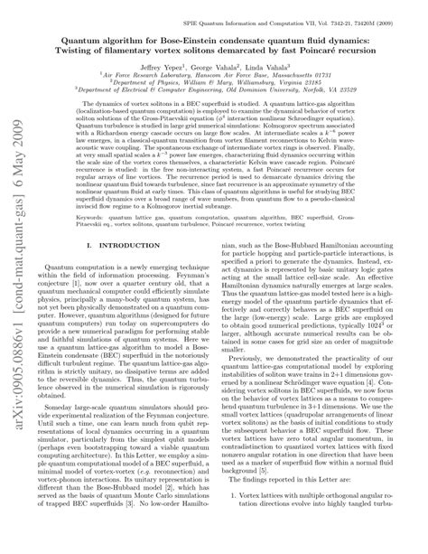 Pdf Quantum Algorithm For Bose Einstein Condensate Quantum Fluid Dynamics