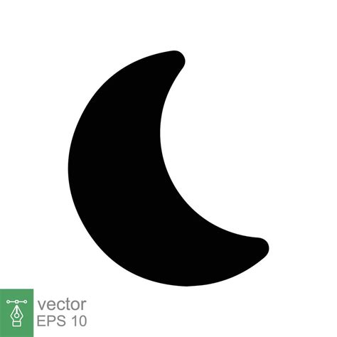 Moon Icon Simple Solid Style Half Moon Crescent Moon Star Light