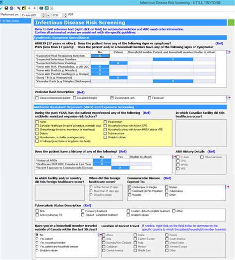 Document Infectious Disease Risk Screening
