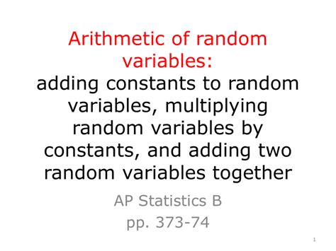 Adding Constants To Random Variables Multiplying Random Variables
