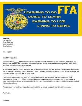 Ffa Donation Letter Template By B2c Supplies Tpt