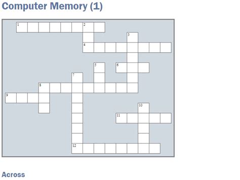 Computer Memory Crossword 1 Ks3 Ks4 Teaching Resources