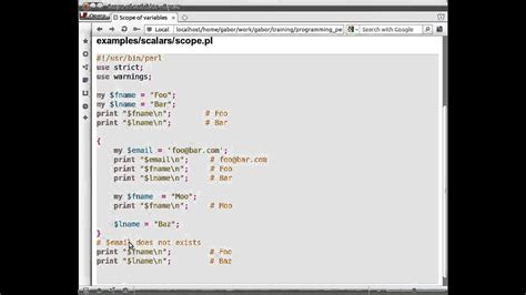 beginner perl maven tutorial 2 18 scope of variables youtube