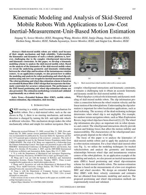 PDF Kinematic Modeling And Analysis Of Skid Steered Mobile Robots With Applications To Low