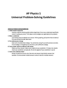 AP Physics 1 Universal Problem Solving Guidelines By PowellPhys TPT