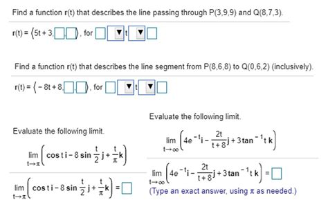 Solved Find A Function Rt That Describes The Line Passing