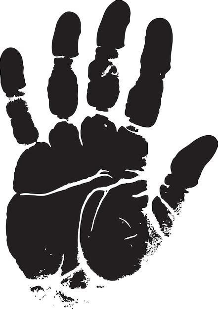 A Black And White Image Of A Hand Print With A Black Background