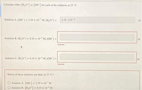 Solved Calculate Either H Or OH For Each Of The Chegg Com