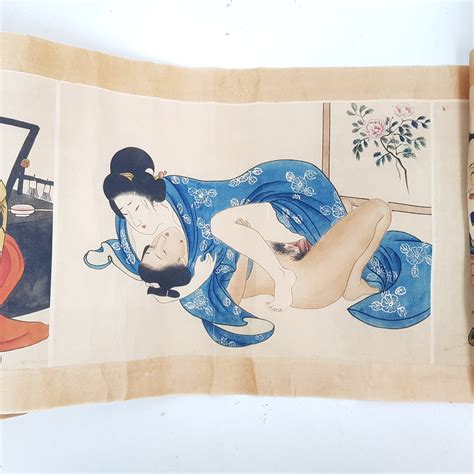 Japanese Hand Painted Erotic Scroll Monty S