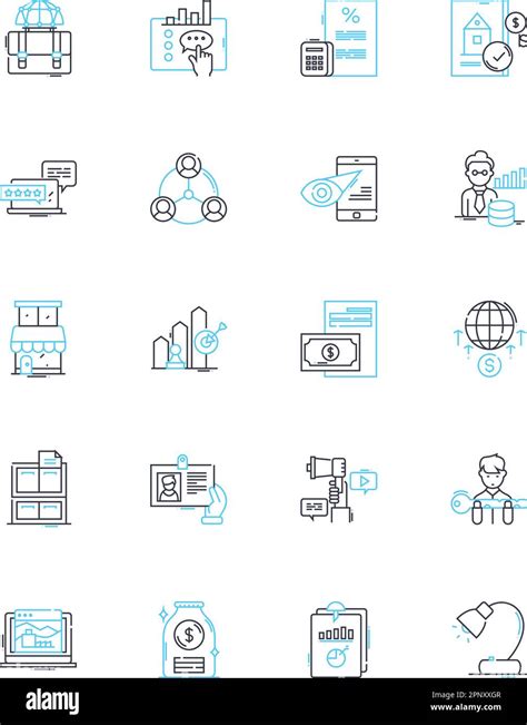 Strategic Plan Linear Icons Set Vision Objectives Goals Mission Strategy Execution