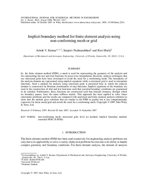 pdf implicit boundary method for finite element analysis using non