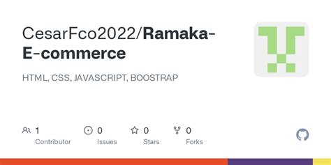 GitHub CesarFco Ramaka E Commerce HTML CSS JAVASCRIPT BOOSTRAP