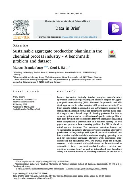 Pdf Sustainable Aggregate Production Planning In The Chemical Process