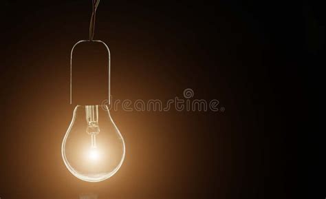 Glowing Incandescent Light Bulb On Black Background Stock Illustration
