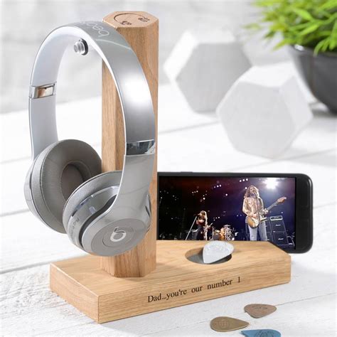 Personalised Solid Oak Headphone Stand By MijMoj Design