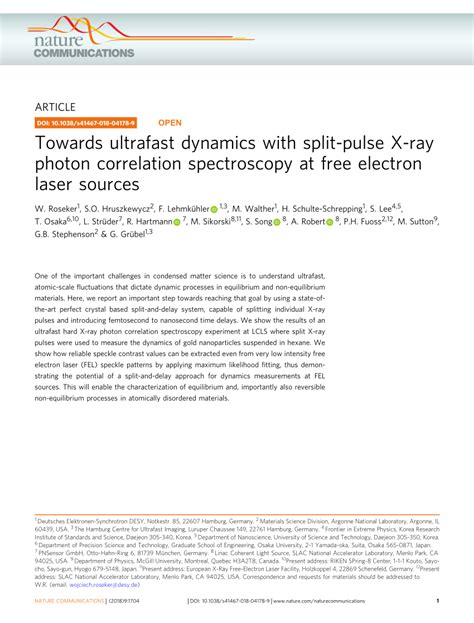 Pdf Towards Ultrafast Dynamics With Split Pulse X Ray Photon Correlation Spectroscopy At Free