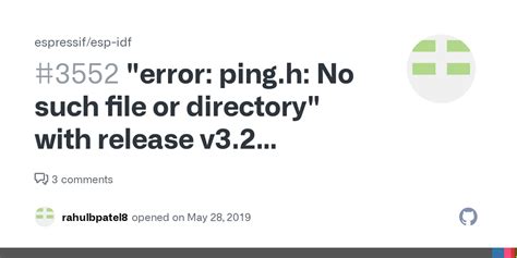 Error Ping H No Such File Or Directory With Release V IDFGH Issue