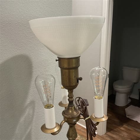 White Opal Glass Torchiere Diffuser Floor Table Lamp Shade Waffle Design Ies 10 Stiffel Or