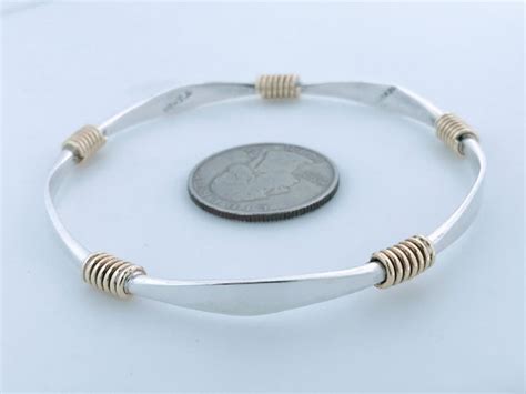 Retro Taxco Mexico Sterling Silver Twisted Wire Brace Gem