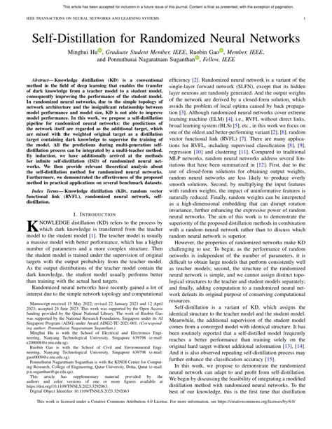 Pdf Self Distillation For Randomized Neural Networks