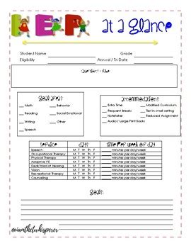 IEP At A Glance By Iamthetwhisperer TPT