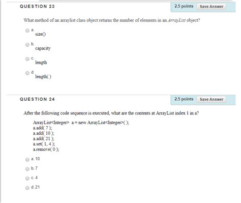 solved question 21 2 5 points save answer which statement