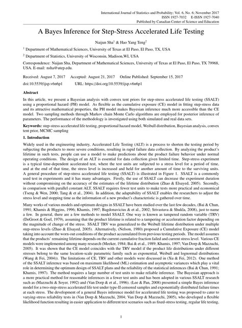 Pdf A Bayes Inference For Step Stress Accelerated Life Testing