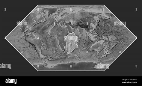 Somalian Tectonic Plate On The Grayscale Elevation Map In The Eckert I Projection Centered