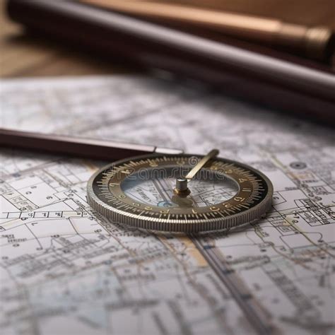 Precision Navigation Tools On Map Stock Illustration Illustration Of