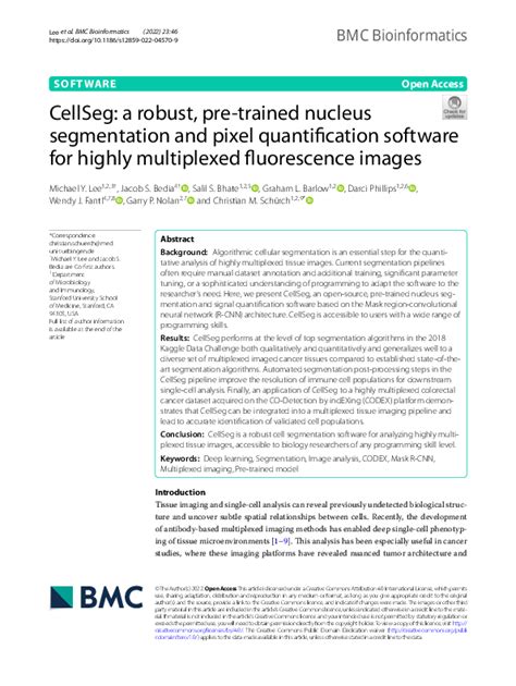 Pdf Cellseg A Robust Pre Trained Nucleus Segmentation And Pixel Quantification Software For