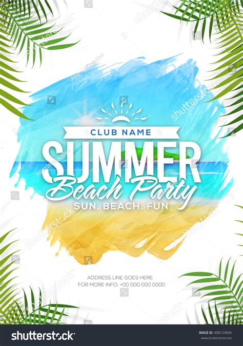 여름 비치 파티 템플릿 여름 휴가 스톡 벡터로열티 프리 408123694 Shutterstock