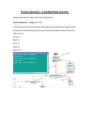 Practice Questions Loops Docx Practice Questions Loop Repetition Structure Write