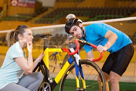 Discussing About A Bike Problem Stock Image Colourbox
