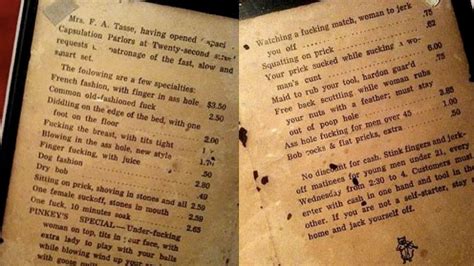 Brothel Menu From Is The Dirtiest Thing Youll Read All Day