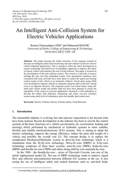 PDF An Intelligent Anti Collision System For Electric Vehicle Industrial Applications