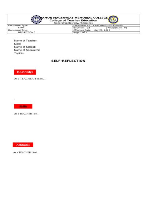 Reflection Format Pdf