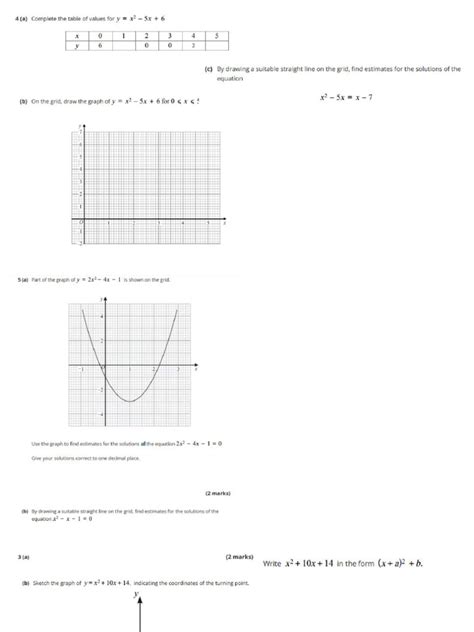 Quadratic Graphs Level 3 4 Pdf Quadratic Graphs Level 3 4 Pdf