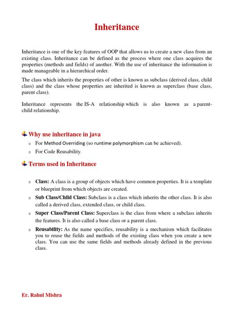 inheritance pdf inheritance object oriented programming class