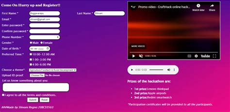 Github Shivaniboggavarapuhackathon Registration Form It Is Abasic Hackathon Registration