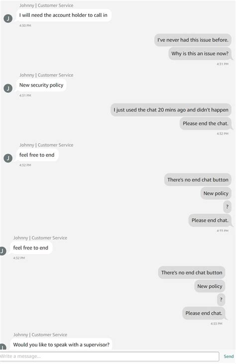 Amazon S Online Chat Has No End Chat Button Anymore So You Can T Hang Up On Aggressive Customer