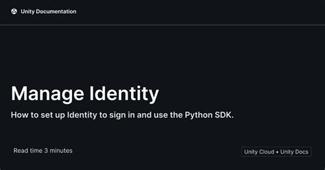 manage identity unity cloud unity docs